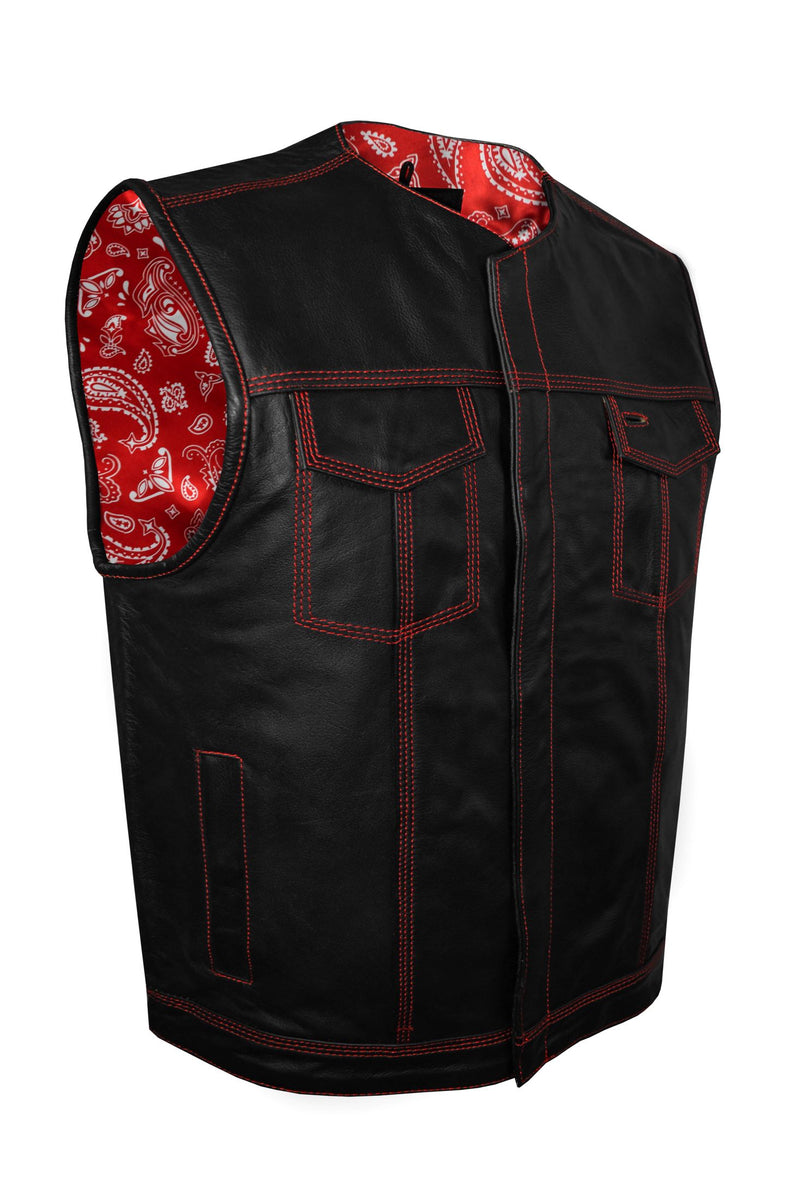Mens SOA Vest Red Thred Club Vest, Conceal Carry Pockets, Red Paisley ...